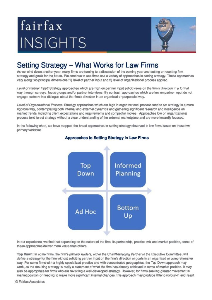 Setting Strategy What Works for Law Firms - Fairfax Associates